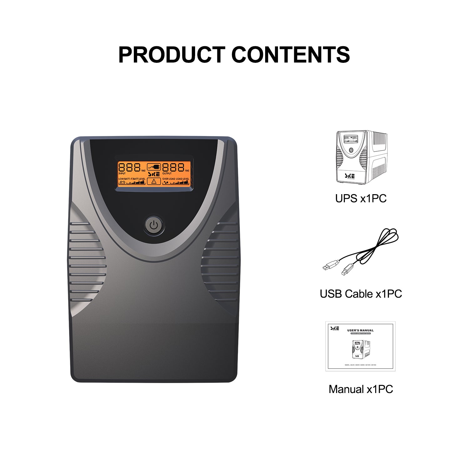 SKE Power SK425 UPS Battery Backup and Surge Protector 425VA/240W ...